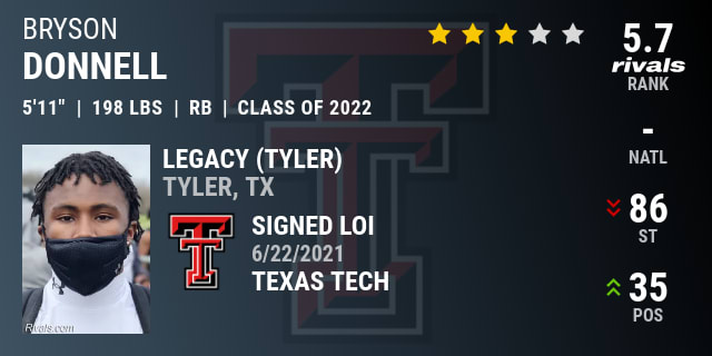 Bryson Donnell 2022 Running Back Texas Tech Bryson Donnell 2022 Running Back Texas Tech