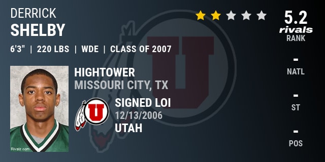 Derrick Shelby 2007 Weakside Defensive End Utah Derrick Shelby 2007 Weakside Defensive End Utah