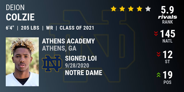 Deion Colzie 2021 Wide Receiver Notre Dame Deion Colzie 2021 Wide Receiver Notre Dame