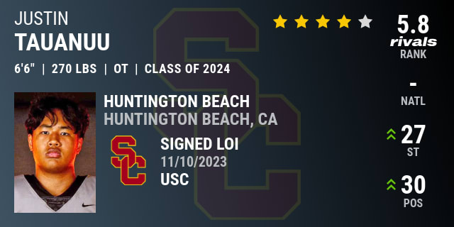 Justin Tauanuu 2024 Offensive Tackle USC Justin Tauanuu 2024 Offensive Tackle USC